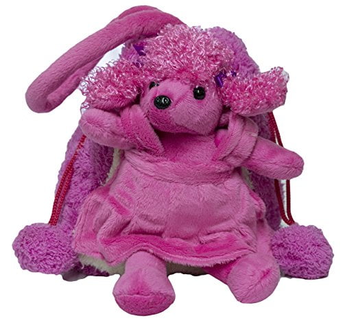 Fluffy Drawstring Animal Carrier Purse with Removable Plush Toy ...