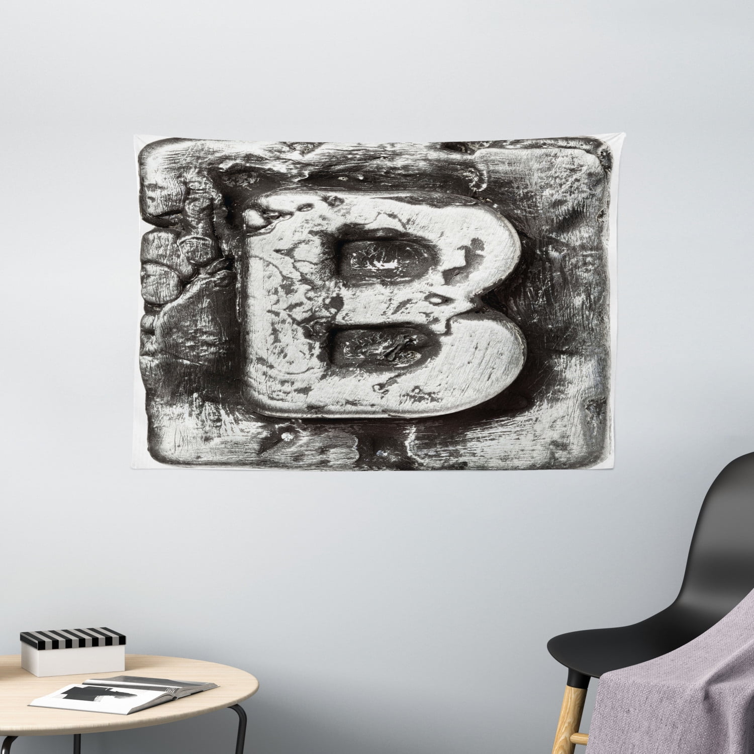Letter B Tapestry, Steel Aged B with Toned Cracks and Distressed ...
