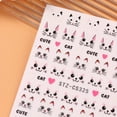2pcs Cute Cat Theme Nail Art Stickers - Simple Black Line Cat Pattern ...