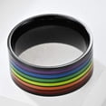 10mm Wide Titanium Stainless Steel Rainbow Gay Lesbian Wedding Band ...