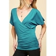 Made by Johnny Women's V Neck Short Sleeve Wrap Front Drape Dolman Top M JADE - Walmart.com