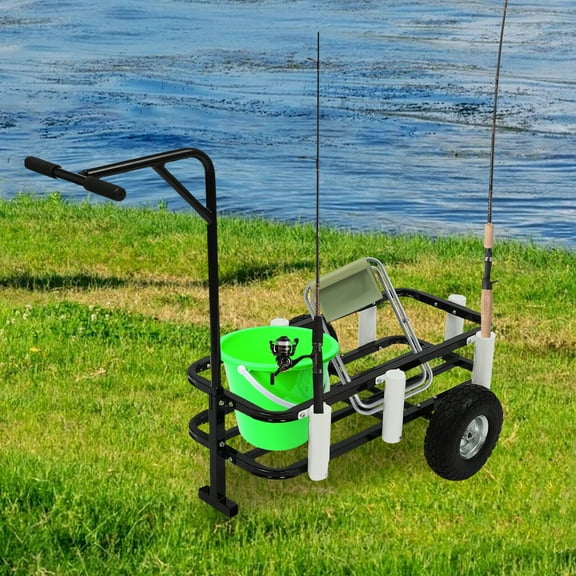 Folding Fishing Cart for Sand with Big Wheels, Upgraded Beach Wagon ...