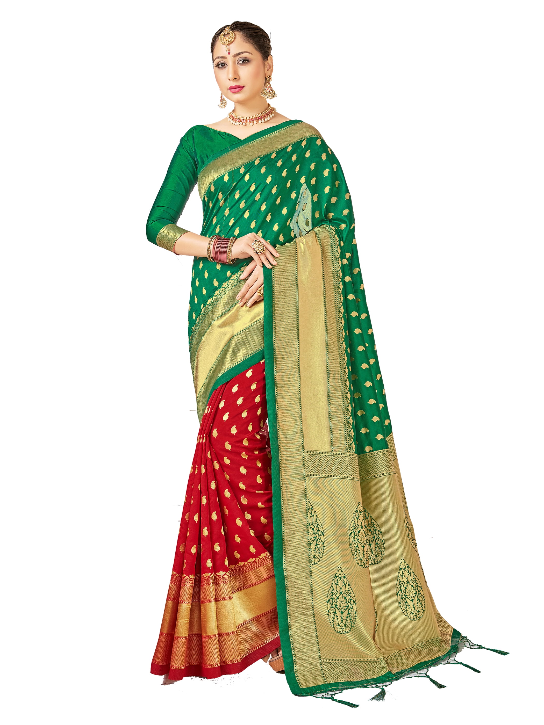 Sarees for Women Banarasi Art Silk Woven Sari - Indian Gift Diwali ...