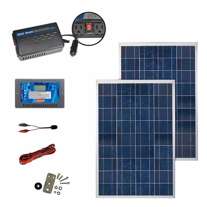 Coleman 200 Watt Solar Panel Kit with Charge Controller and Inverter ...