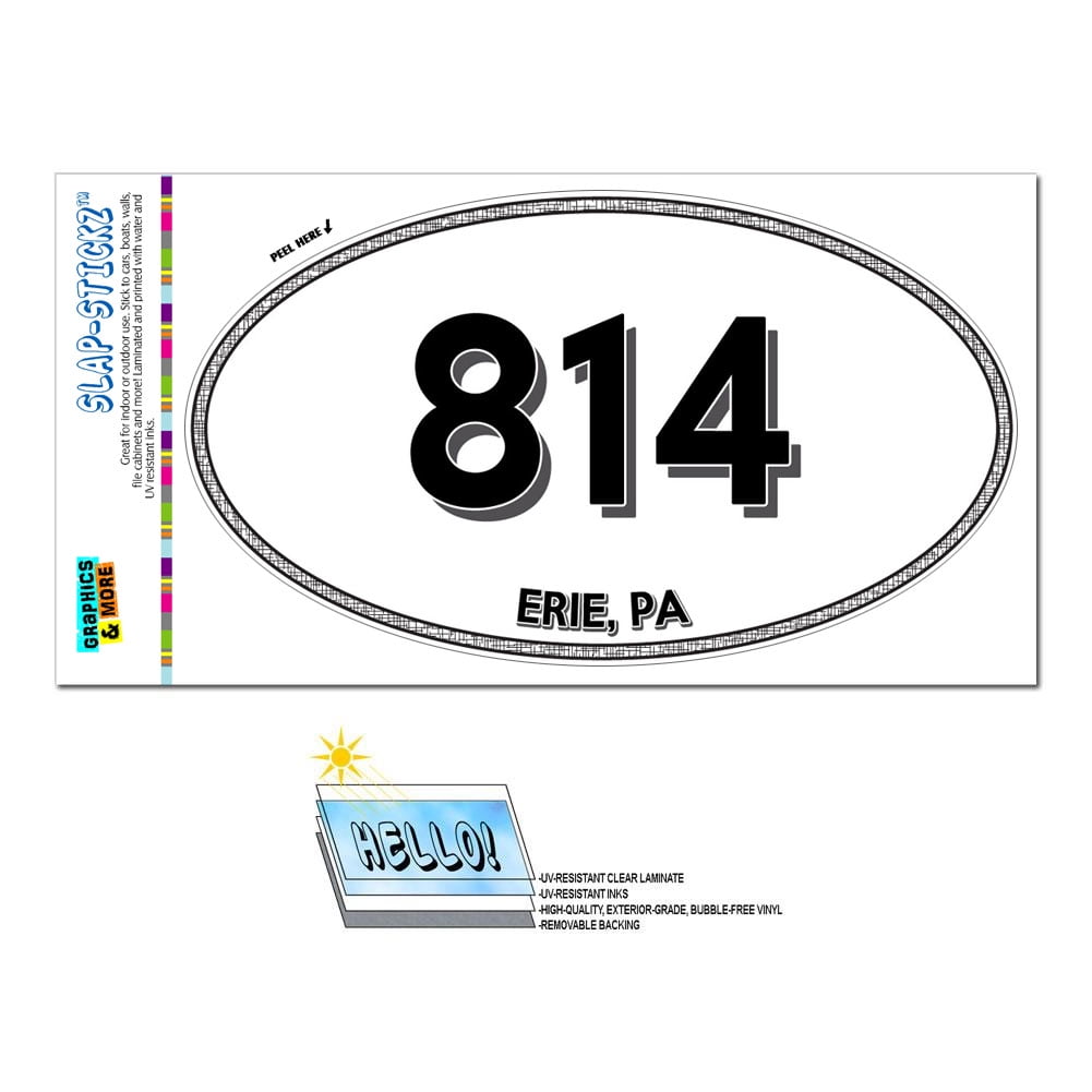 814 - Erie, PA - Pennsylvania - Oval Area Code Sticker - Walmart.com