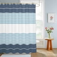 Bathroom Shower Curtain Blue Stripes Abstract Geometric Waterproof ...