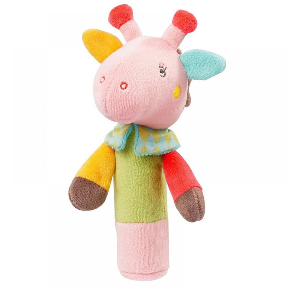 Baby Plush Rattles,Soft Cartoon Animal Stuffed Hand Squeaker Sticks for ...