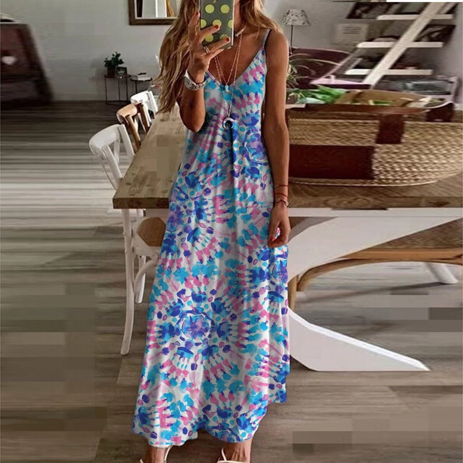 Ovticza Goth Dress for Women a Line Floral Boho Maxi Dress Plus Size ...