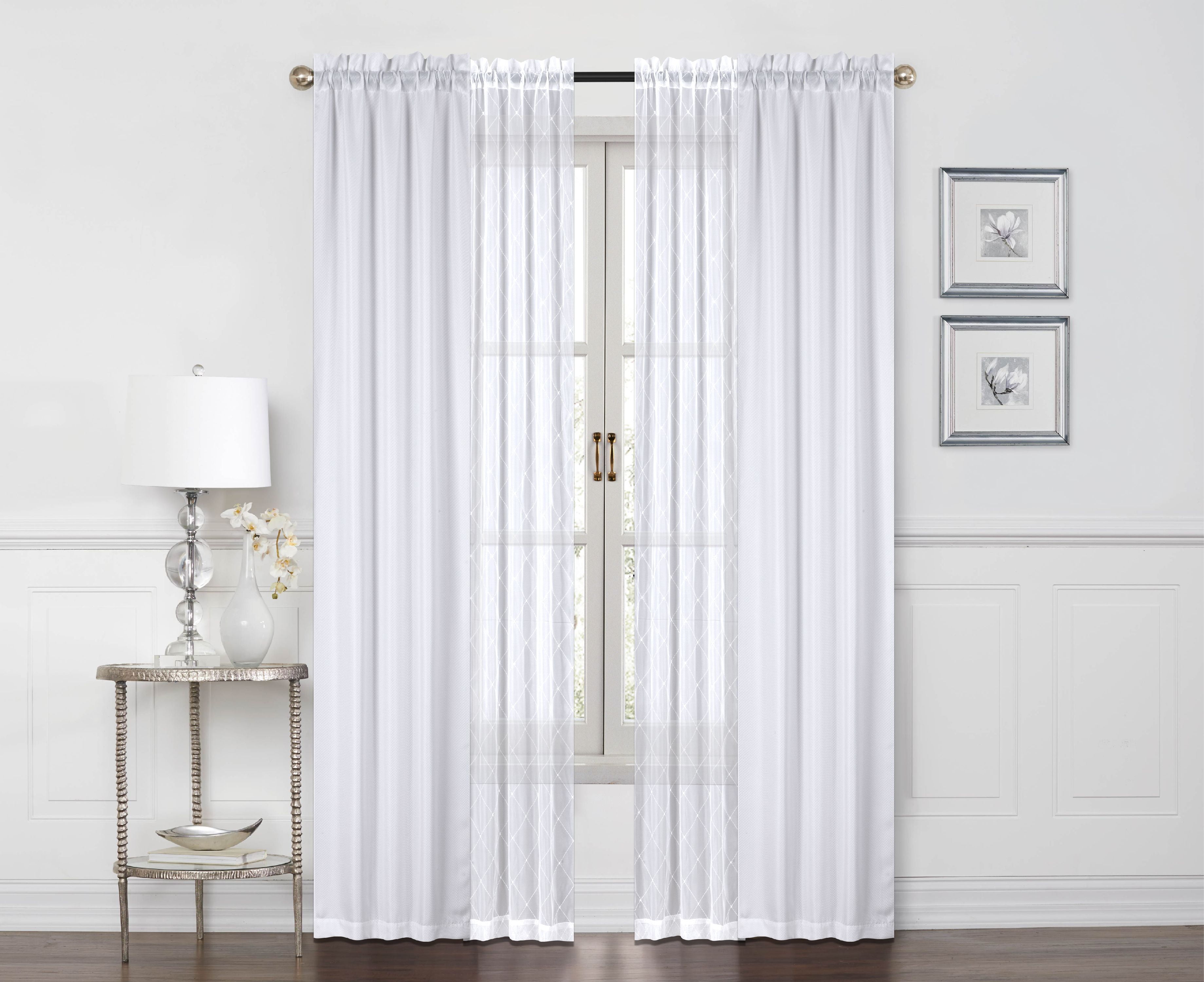 Mainstays 4 Piece Set, 2 Curtain Panels with 2 Sheers - Walmart.com