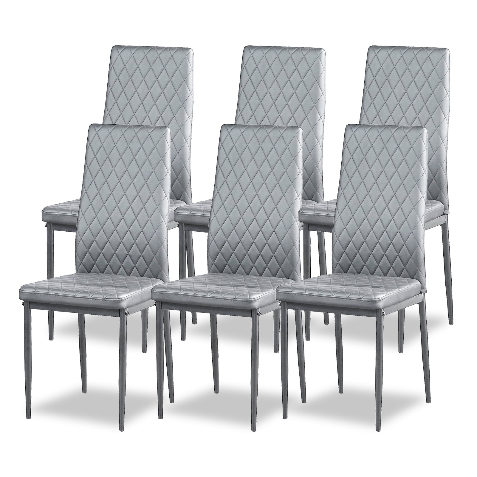 Modern Leather Dining Chair with Diamond Grid,Upholstered Dining Room ...