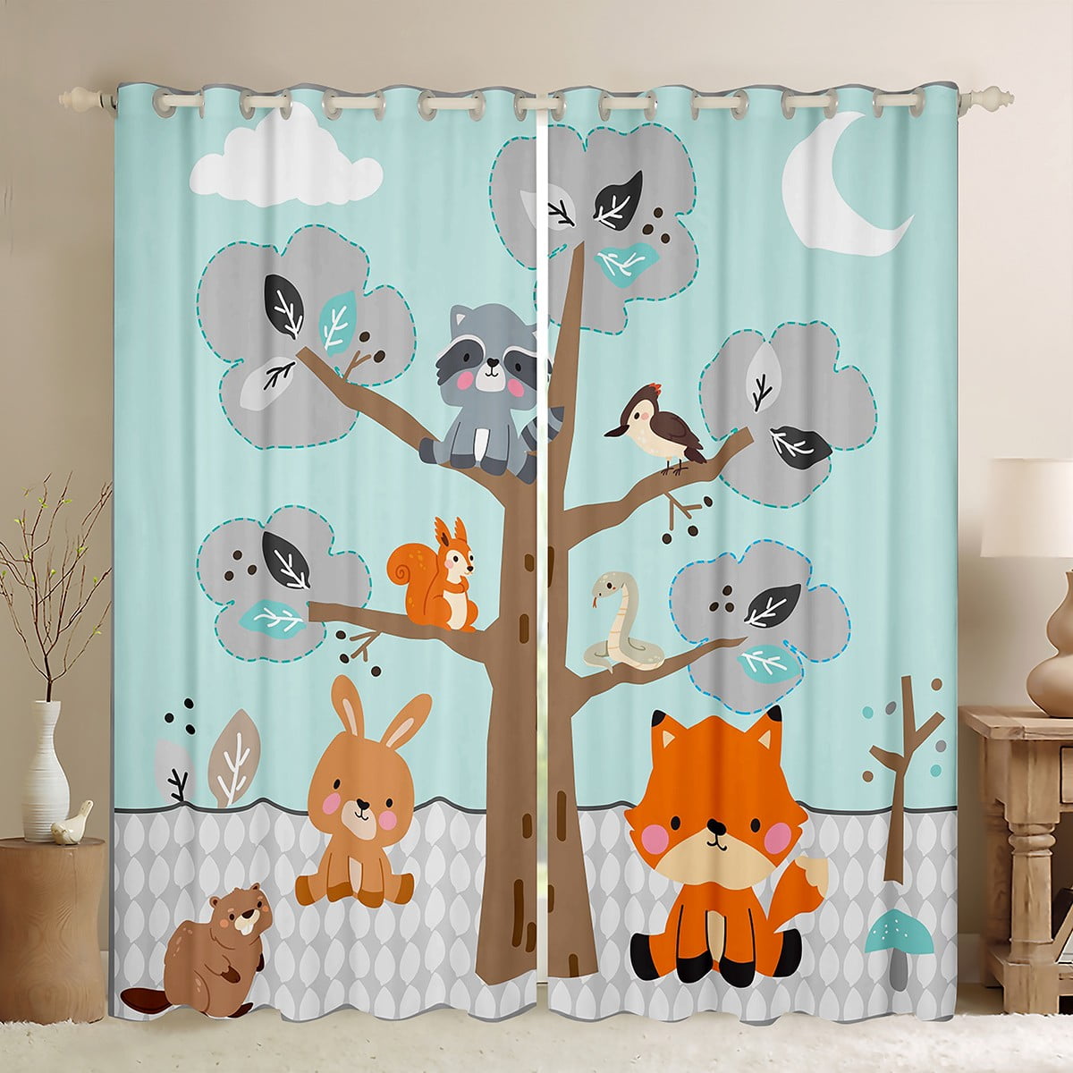 Click here for Yst Woodland Animal Kids Blackout Curtains 42Wx84L... prices