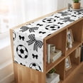 Black White Football Bowknot Burlap Cotton Table Runner 13x36 Inches ...