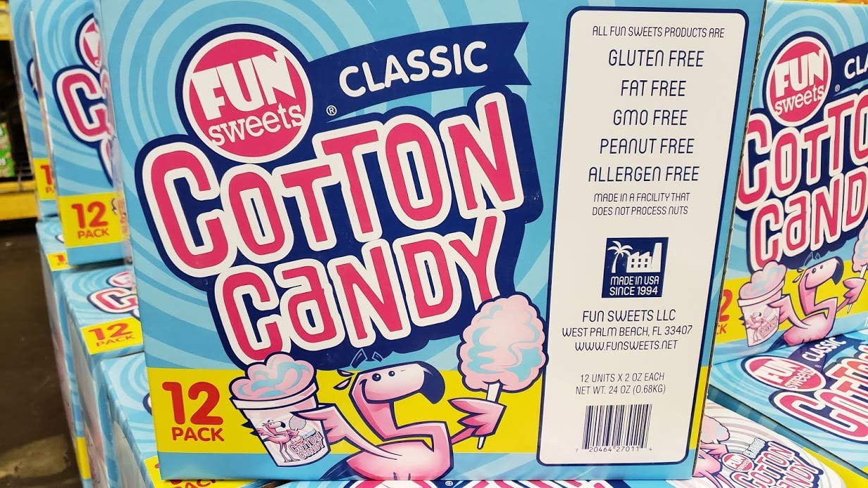 Fun Sweet Classic Cotton Candy 12 packs X 2 lb each -Fat Free, Gluten ...