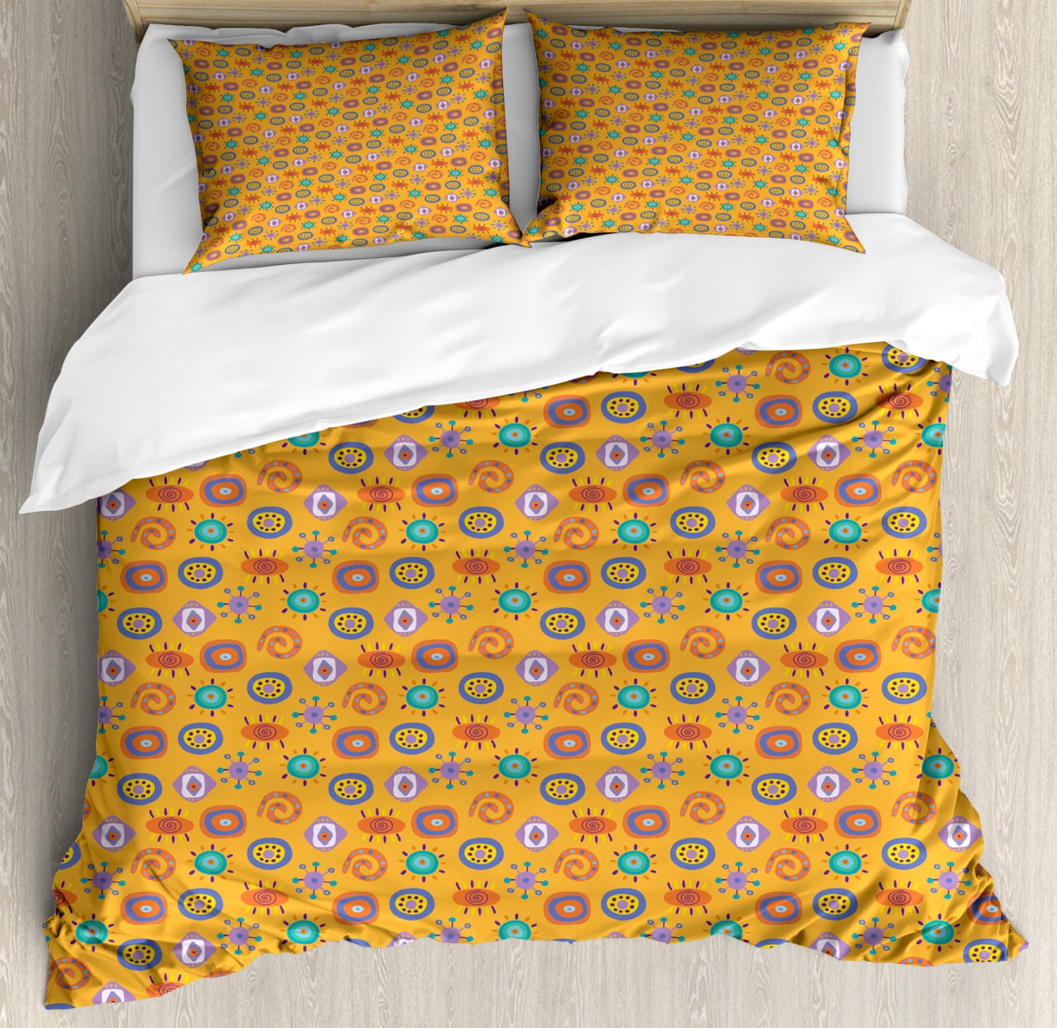 Folk Art Duvet Cover Set Queen Size, Colorful Abstract Repeating ...