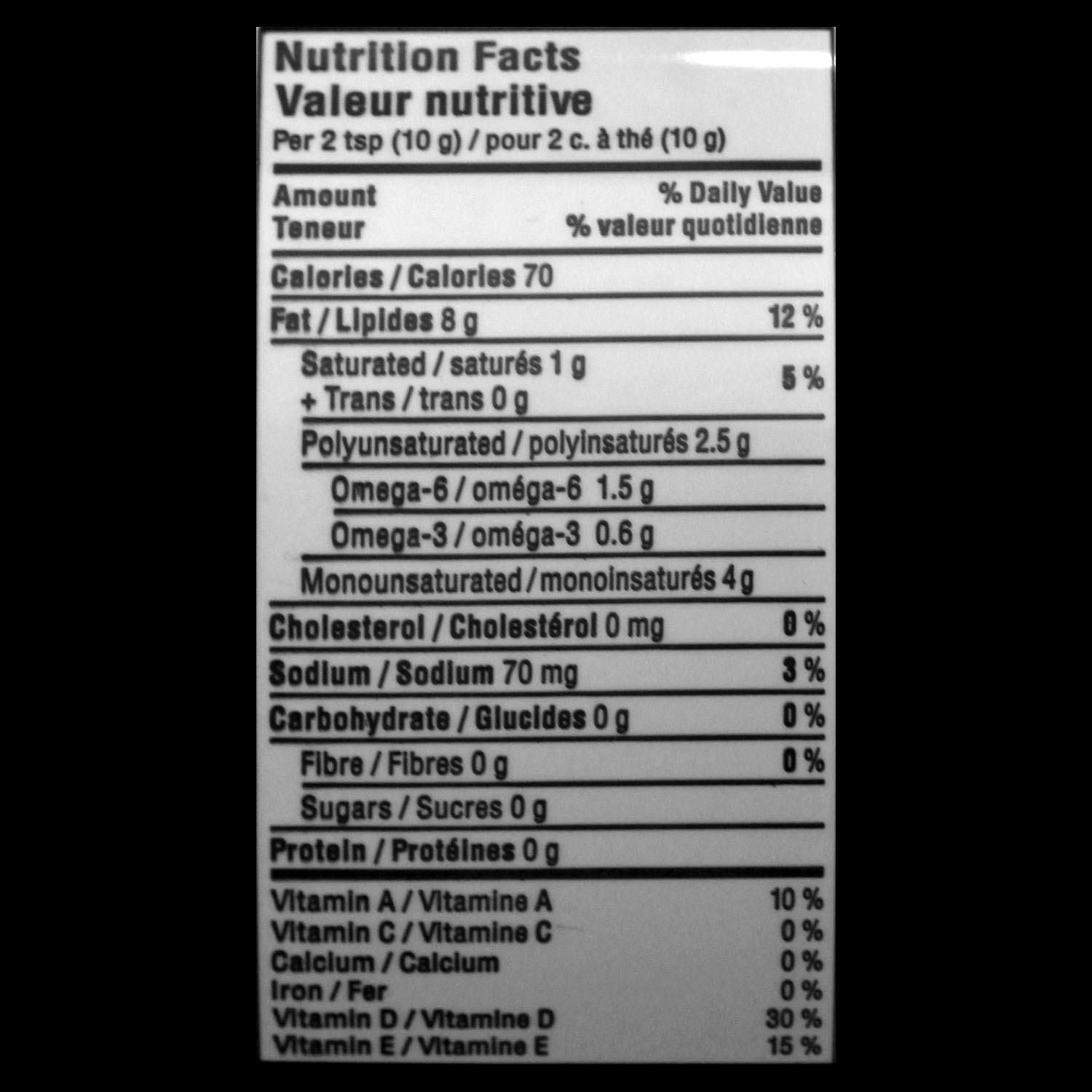 Imperial Margarine Nutrition Label