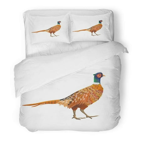 POGLIP 3 Piece Bedding Set Green Cartoon Common Pheasant Side View ...
