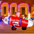 Free Shipping Longrv Christmas Inflatable Santa Claus Flying Airplane