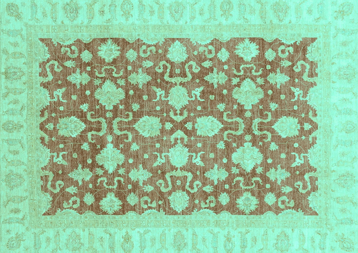 Ahgly Company Machine Washable Indoor Rectangle Oriental Turquoise Blue ...