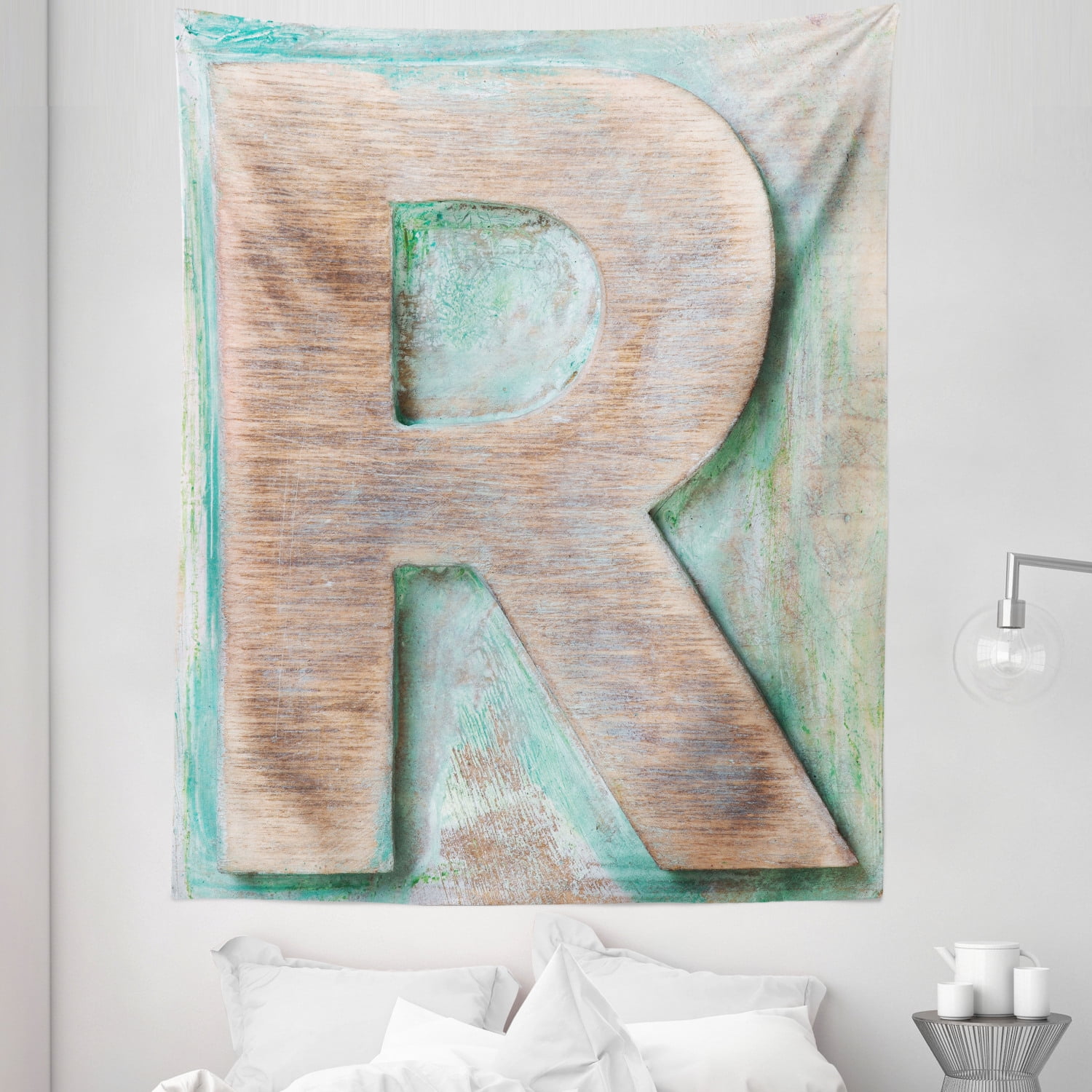 Letter R Tapestry, Wooden Alphabet Block Antique Letterpress Theme ...