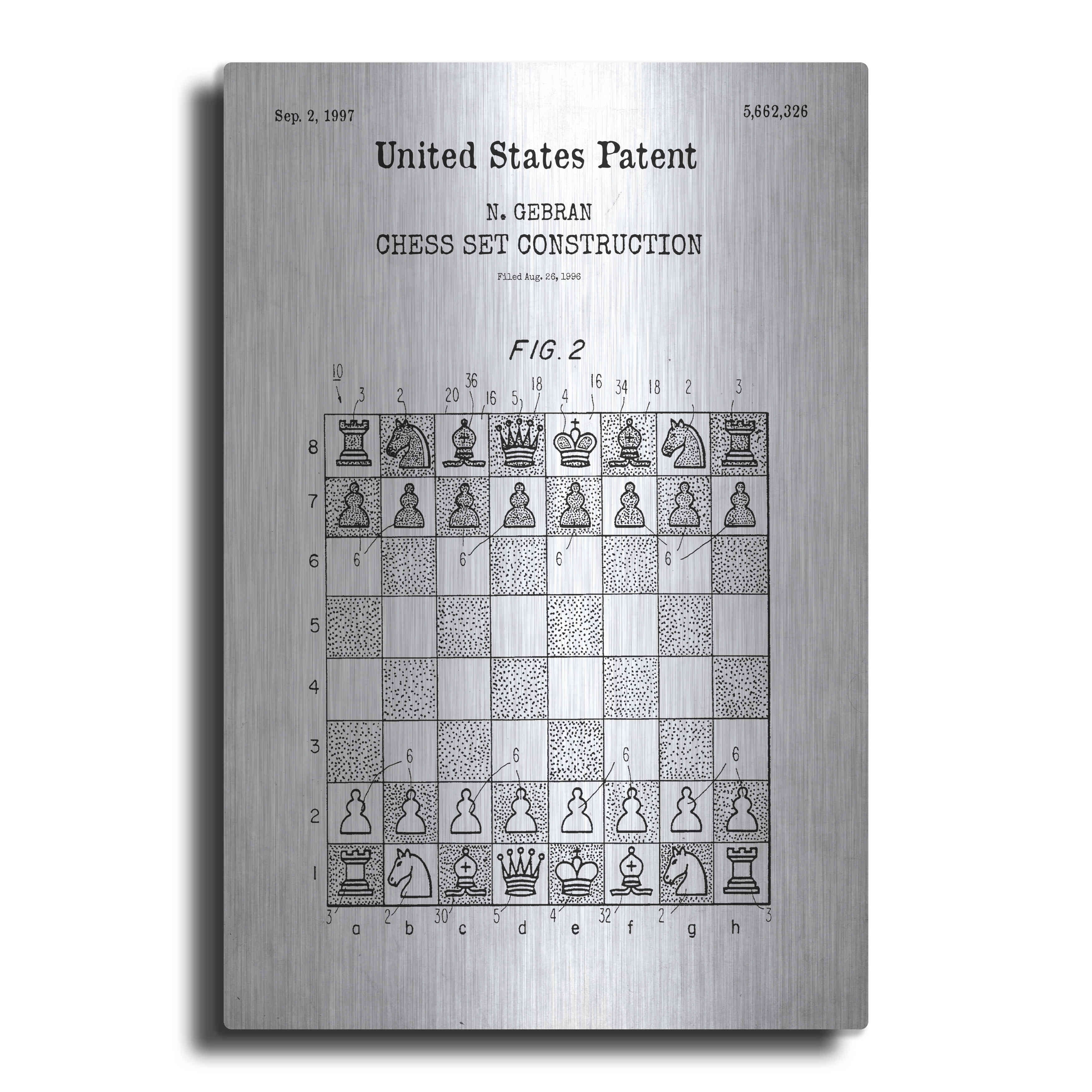 Luxe Metal Art 'Chess Blueprint Patent White' Acrylic Glass Wall Art ...