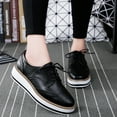 DADAWEN Black Matte Lace-up Square Toe Women's Platform Flats Shoes ...
