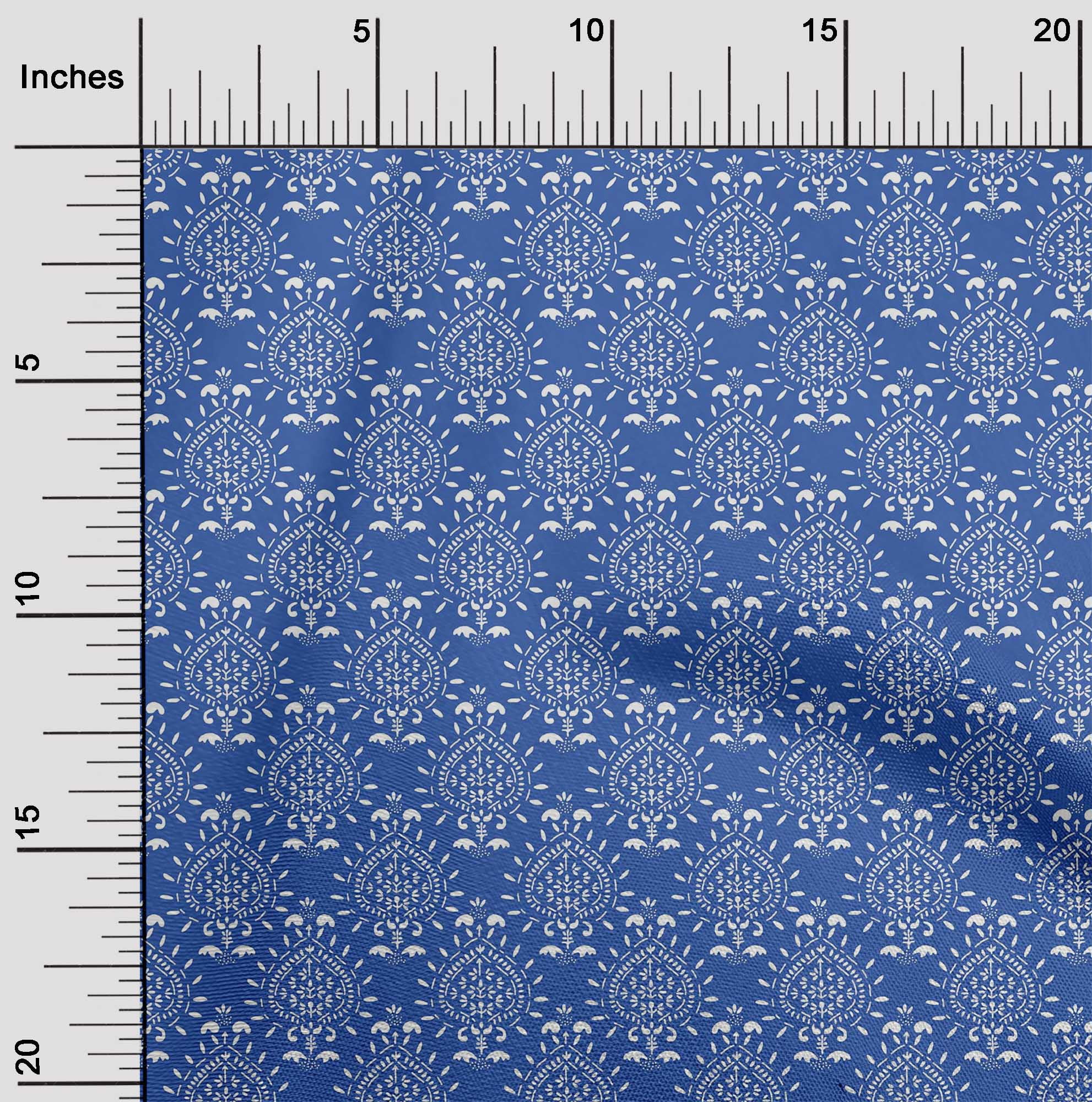 oneOone Organic Cotton Poplin Twill Fabric Floral Block Print Fabric By ...
