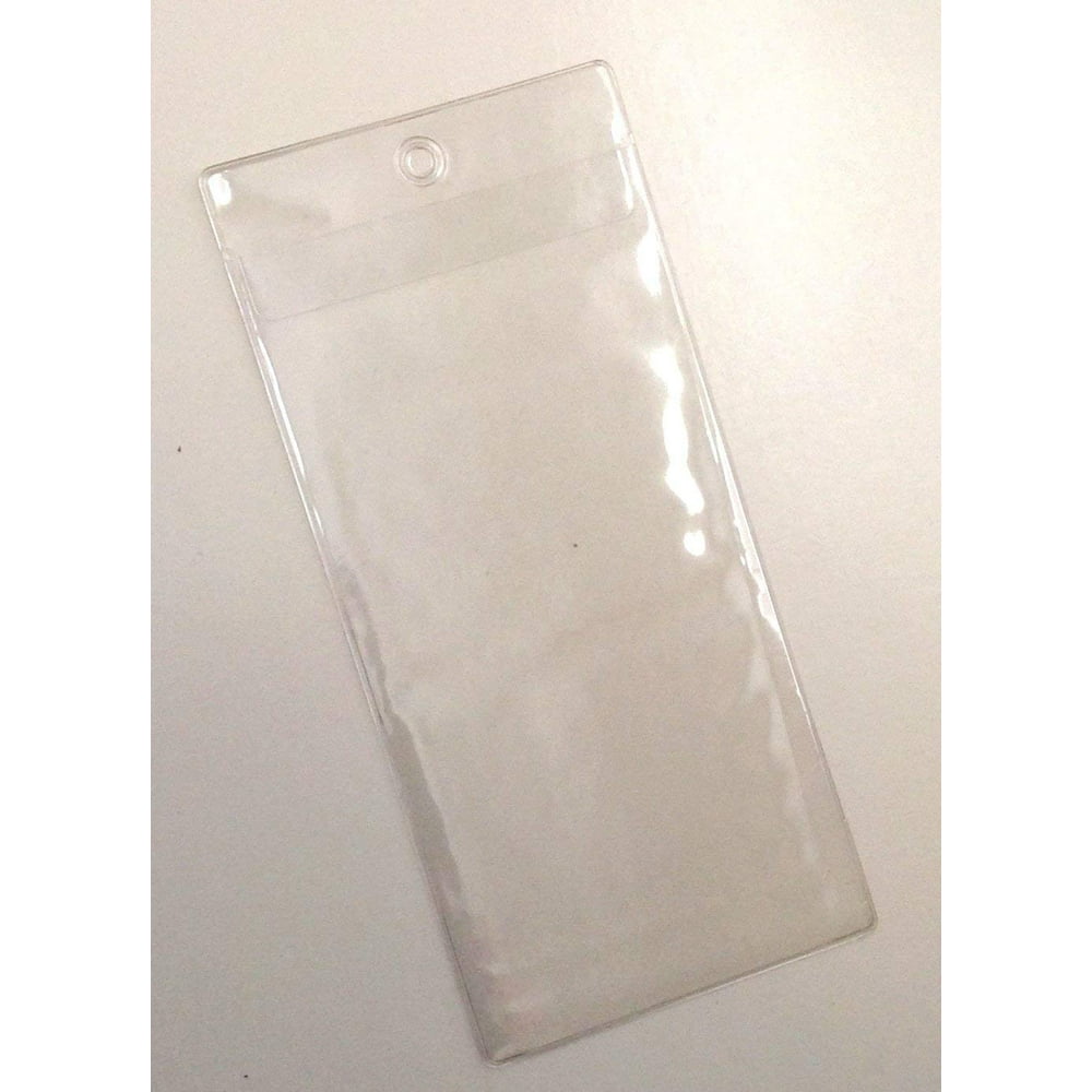 Clear Vinyl Tag Holder / Protector with Flap & Hang Hole, 3-1/4" x 7-1/ ...