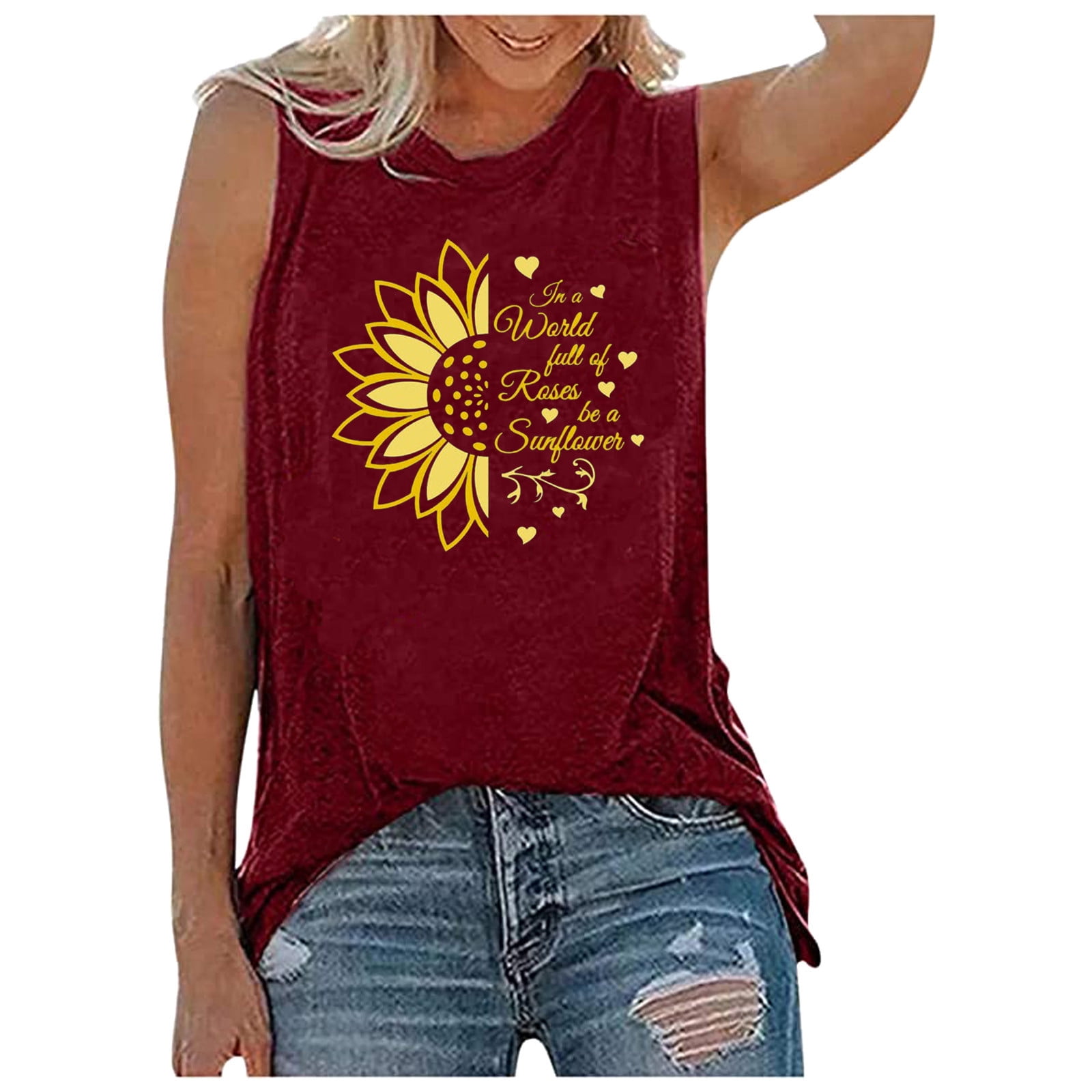 Click here for Pompotops Womens Fashion Casual Loose Sunflower Se... prices
