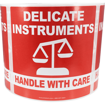 Delicate Instruments Handle With Care Labels 4 x 4 Inch 500 Total ...