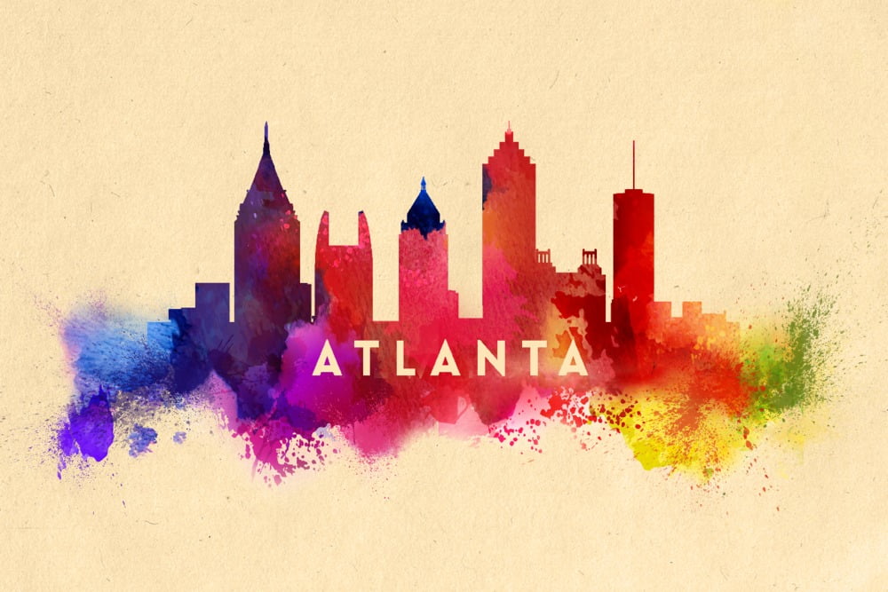 Atlanta, Georgia, Skyline Abstract (16x24 Giclee Gallery Art Print ...