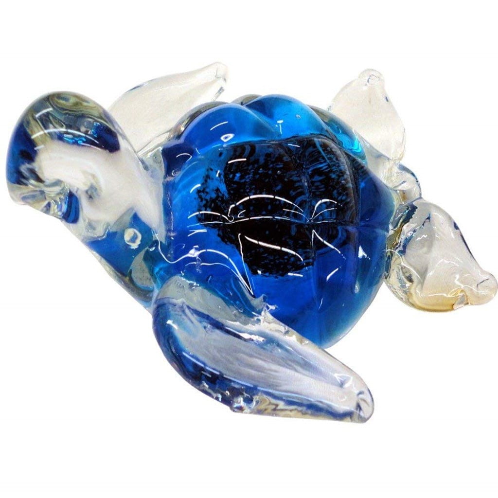 Glass Sea Turtle With Textured Shell 3.5 Inches x 3.5 Inches Blue ...