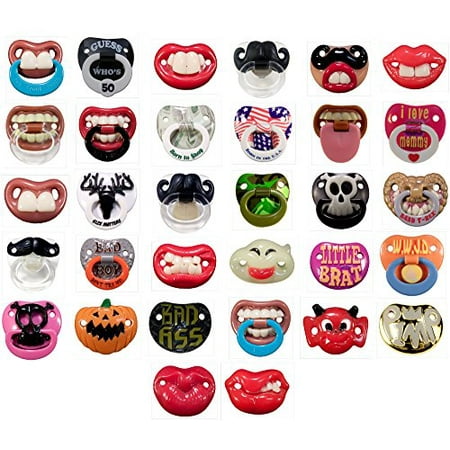 6 Pack- 6 Assorted Billy Bob Teeth Baby Pacifiers Includes 6 BPA Free ...
