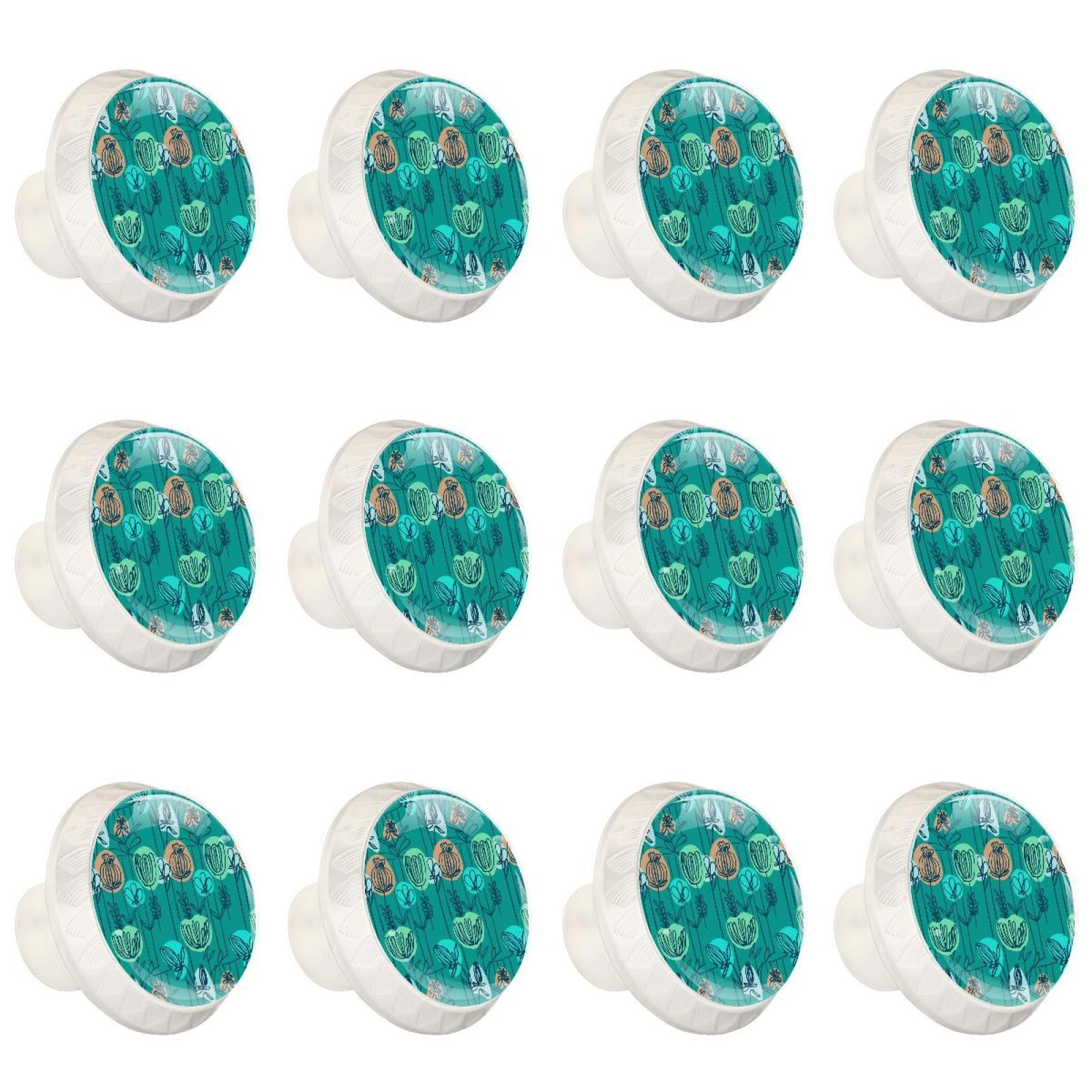 12 Pcs Retro Blue Flowers Knobs for Kitchen Cabinet Cupboard Dresser Bookcase Drawer Pulls ...