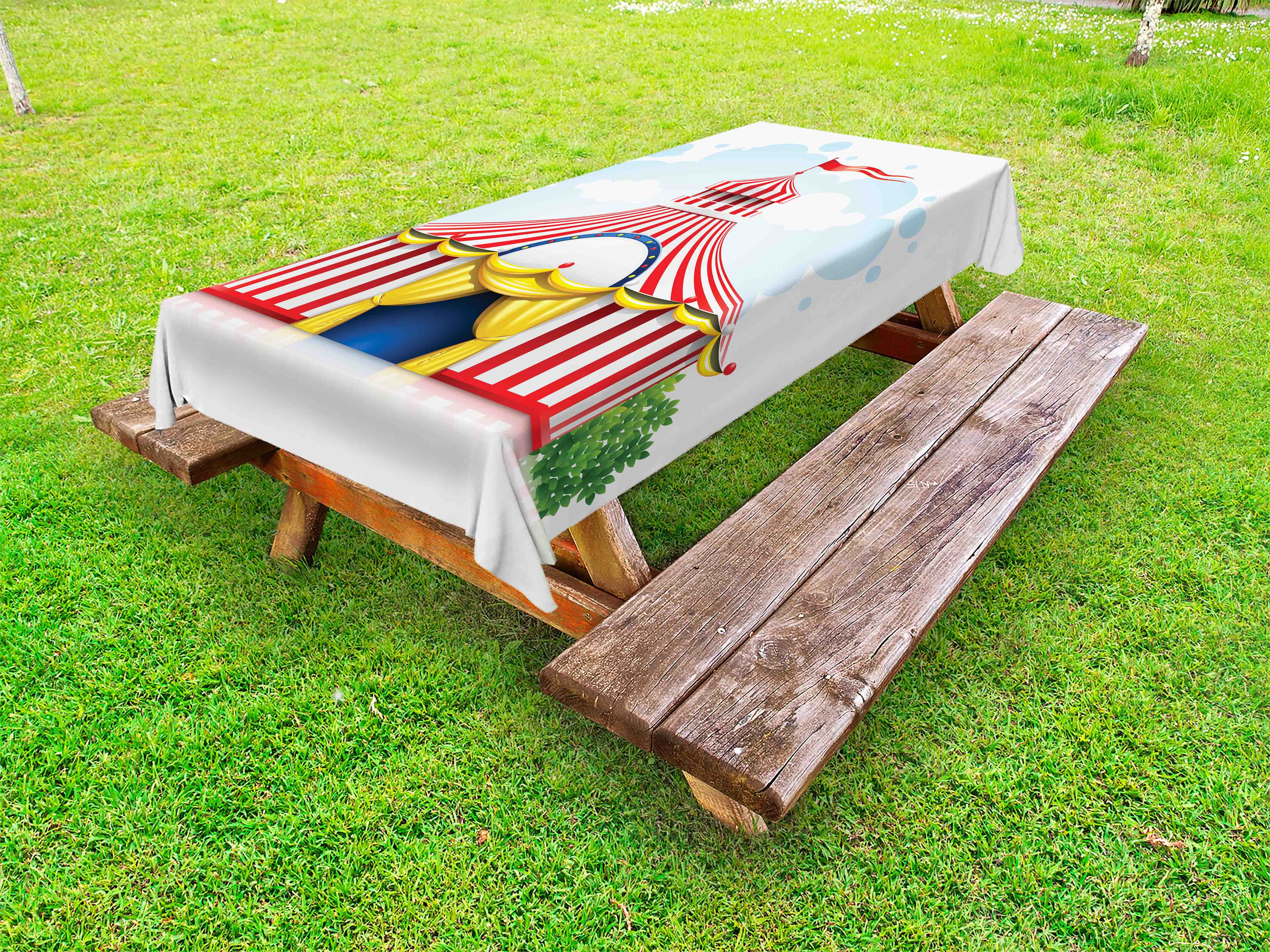 Circus Outdoor Tablecloth, Striped Strolling Circus Marquee Tent with ...
