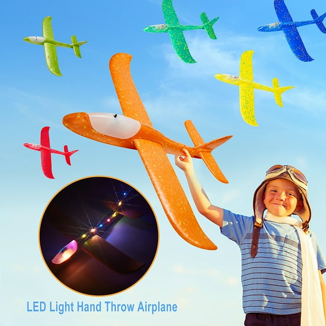 LED Light Airplane Throwing Foam Plane 2 Flight Mode Glider Plane ...