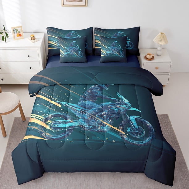 YST Boys Dirt Bike Bedding Set Twin Size 7 Piece Bed In A Bag ...
