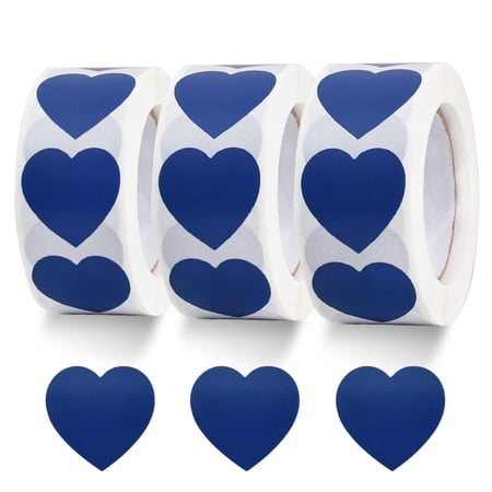 1500 Labels Roll Blue Heart Stickers 1 inch Heart Coding Shape Paper ...