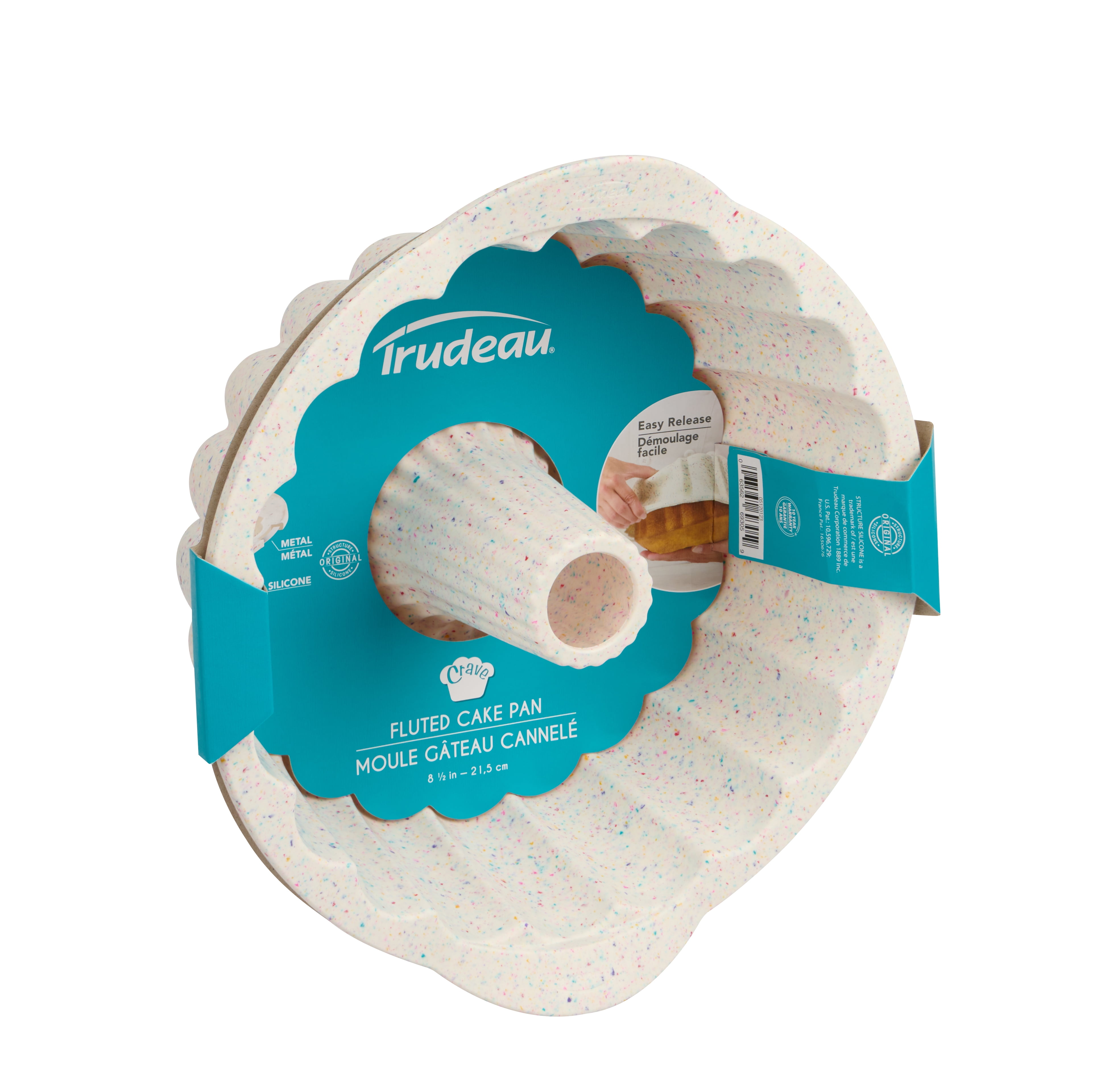 Trudeau Silicone Fluted Cake Pan Rainbow Granite 10 Cup, Dishwaher Safe ...