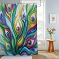 Bathroom Shower Curtain Peacock Feathers Colorful Gradient Waterproof ...