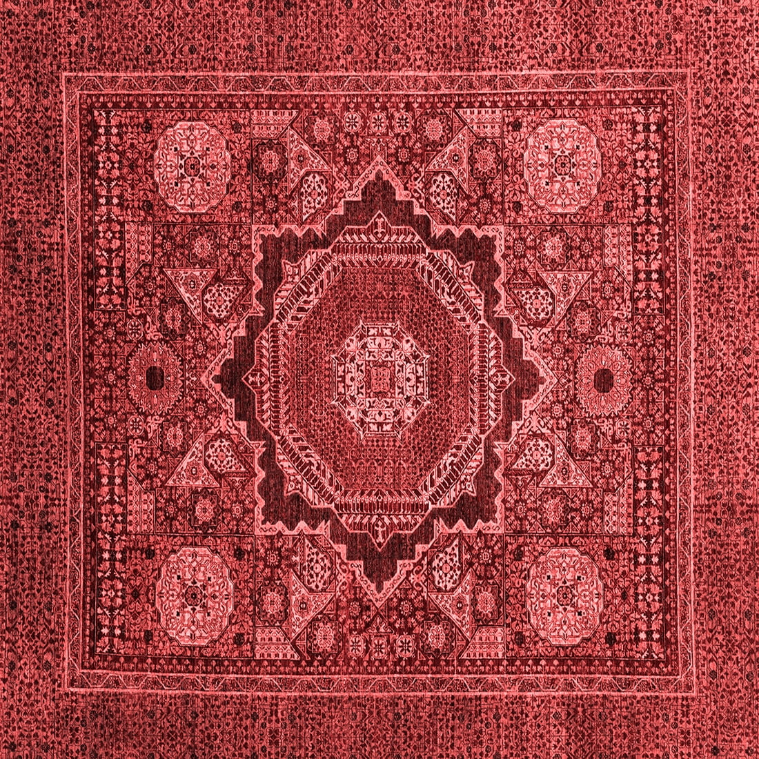 Ahgly Company Indoor Square Abstract Red Modern Area Rugs, 7' Square ...