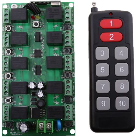 DC 12V 10 Channel Wireless Remote Control Switch Receiver Transmitter ...