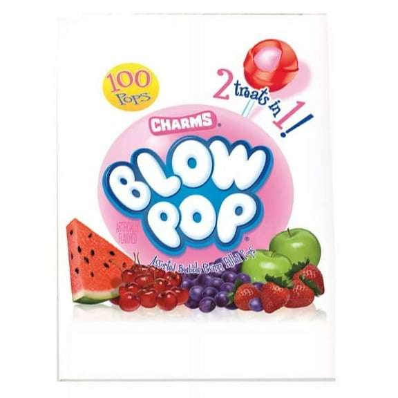 Charms Candy Blow Pops Cherry Lollipops, Bubble Gum Filled, 48 ct ...