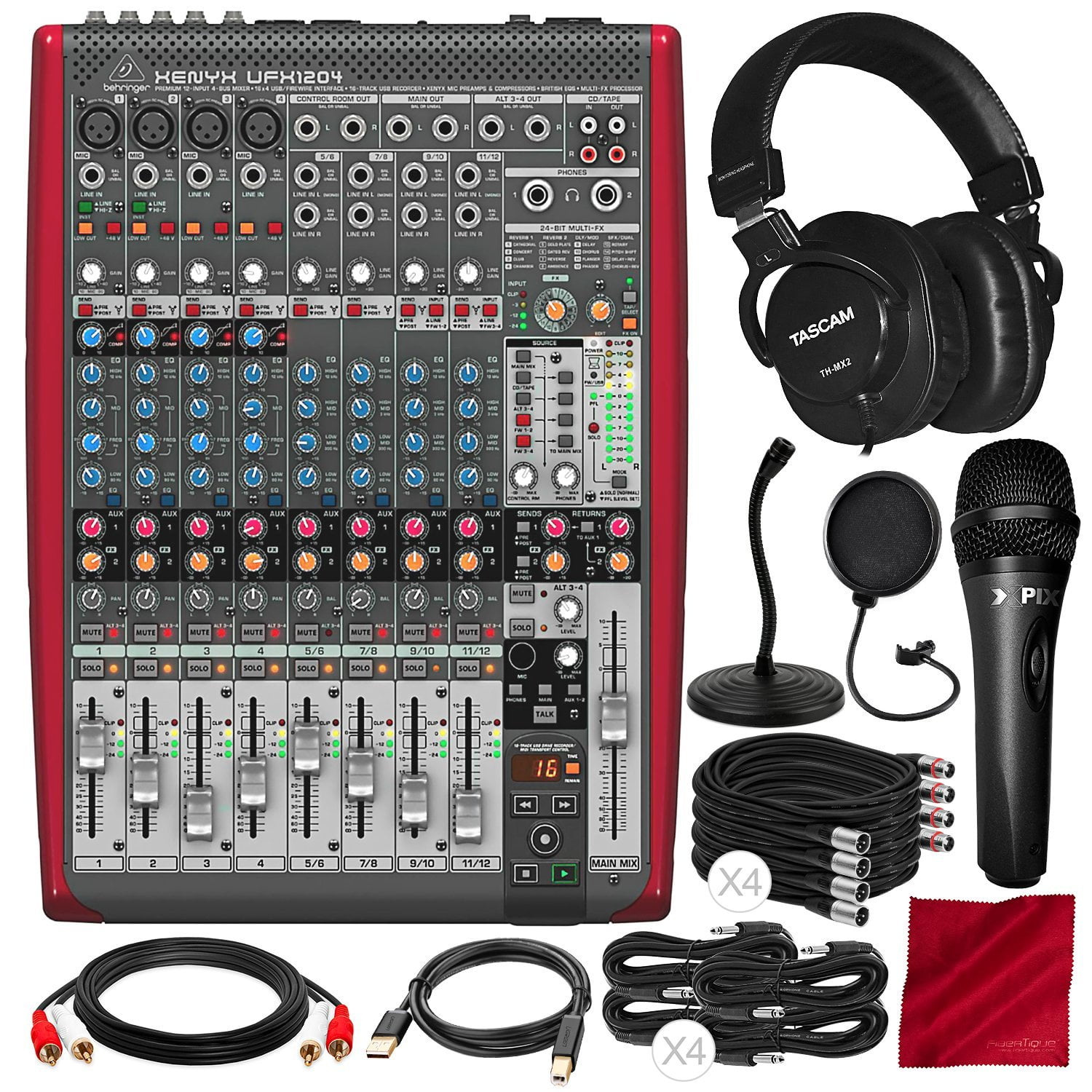 Behringer XENYX UFX1204 Premium 12-Input 4-Bus Mixer with Tascam Mixing ...