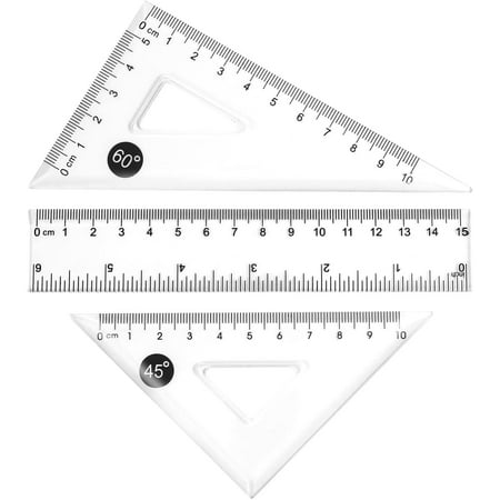 9PCS Geometry Clear Plastic Ruler Set, Triangle Ruler Protractor Scale ...
