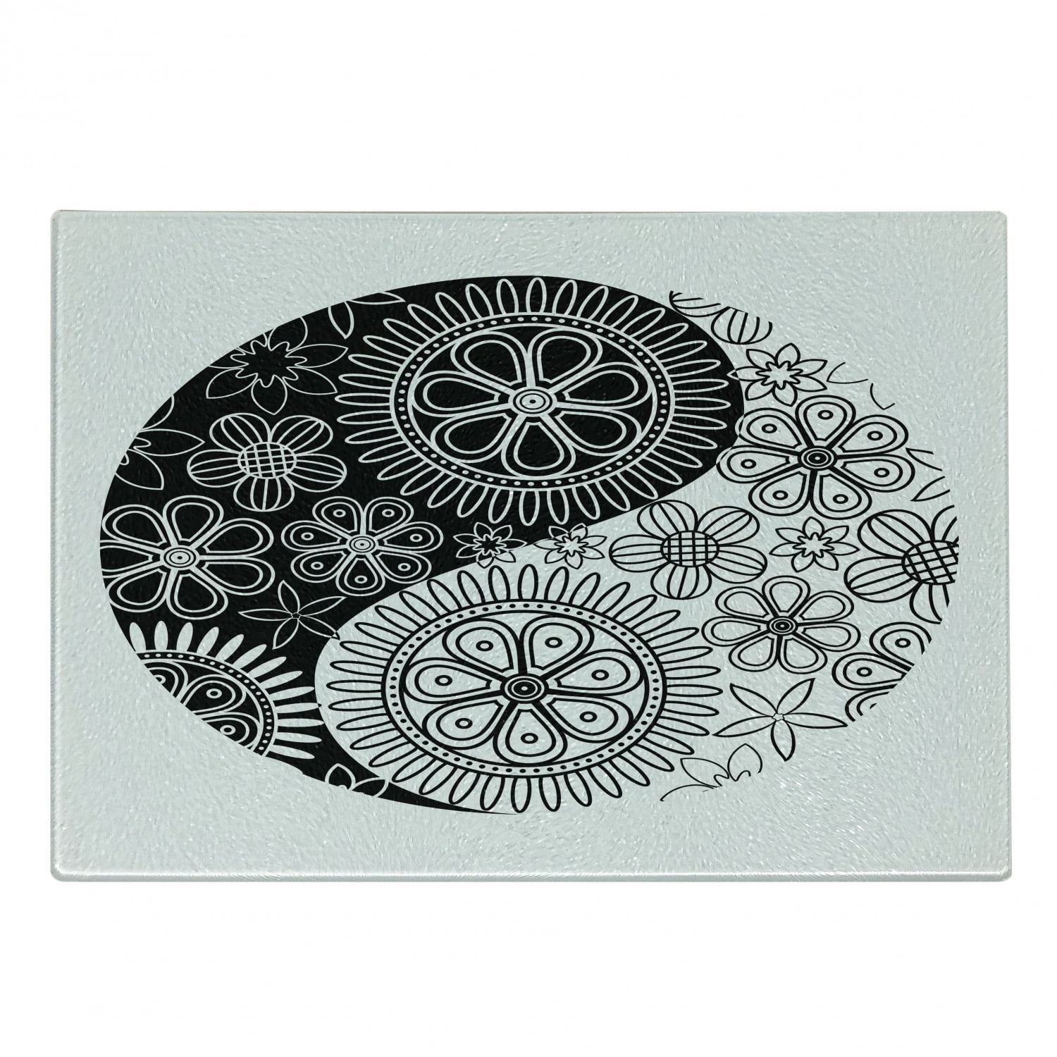 Ying Yang Cutting Board, Flower and Petals Art Yoga Themed in Eastern ...