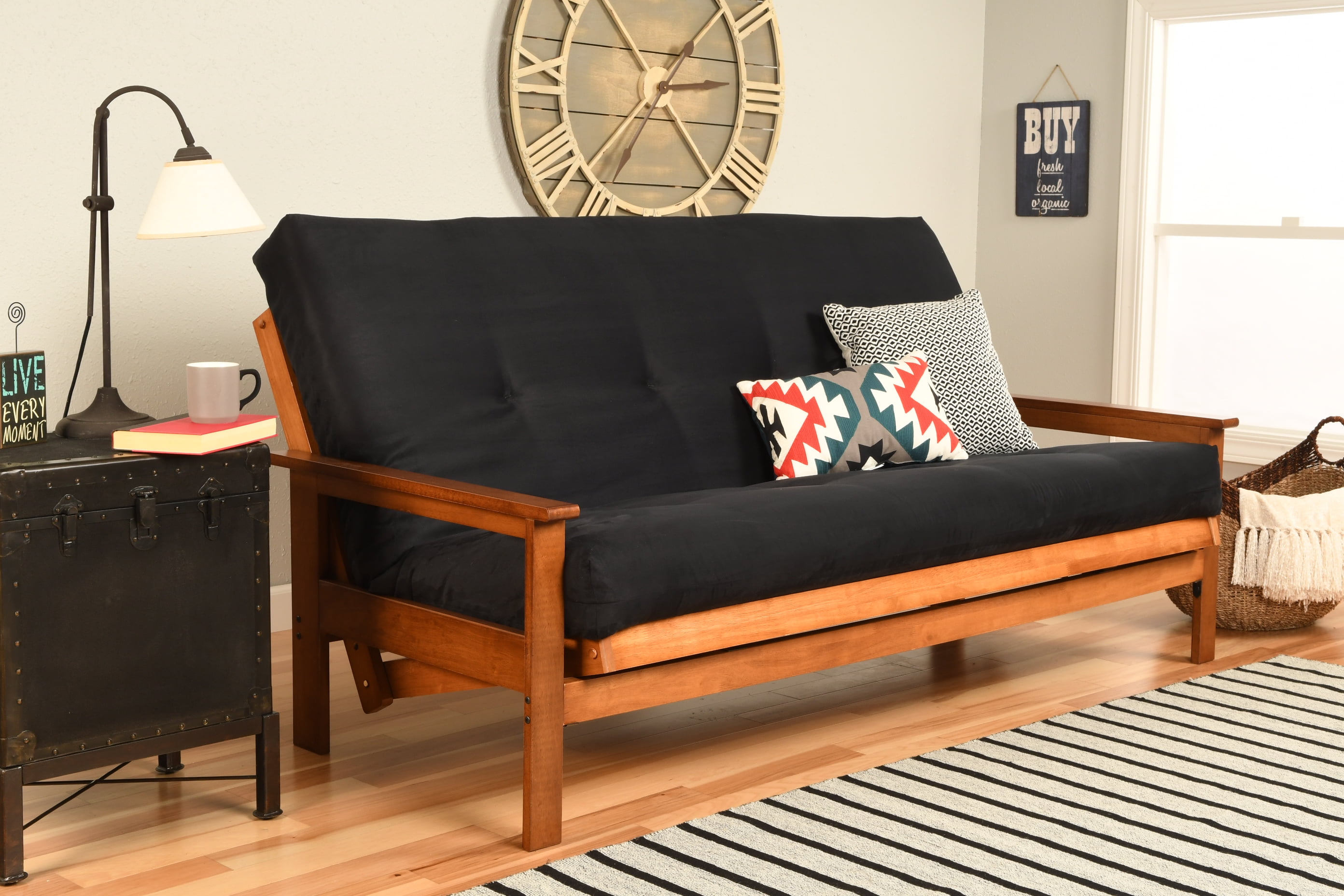 Albany Futon in Barbados Finish, Multiple Suede Colors - Walmart.com