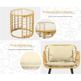 Bifanuo 3-Piece Wicker Bistro Set, Rattan Furniture with Coffee Table ...