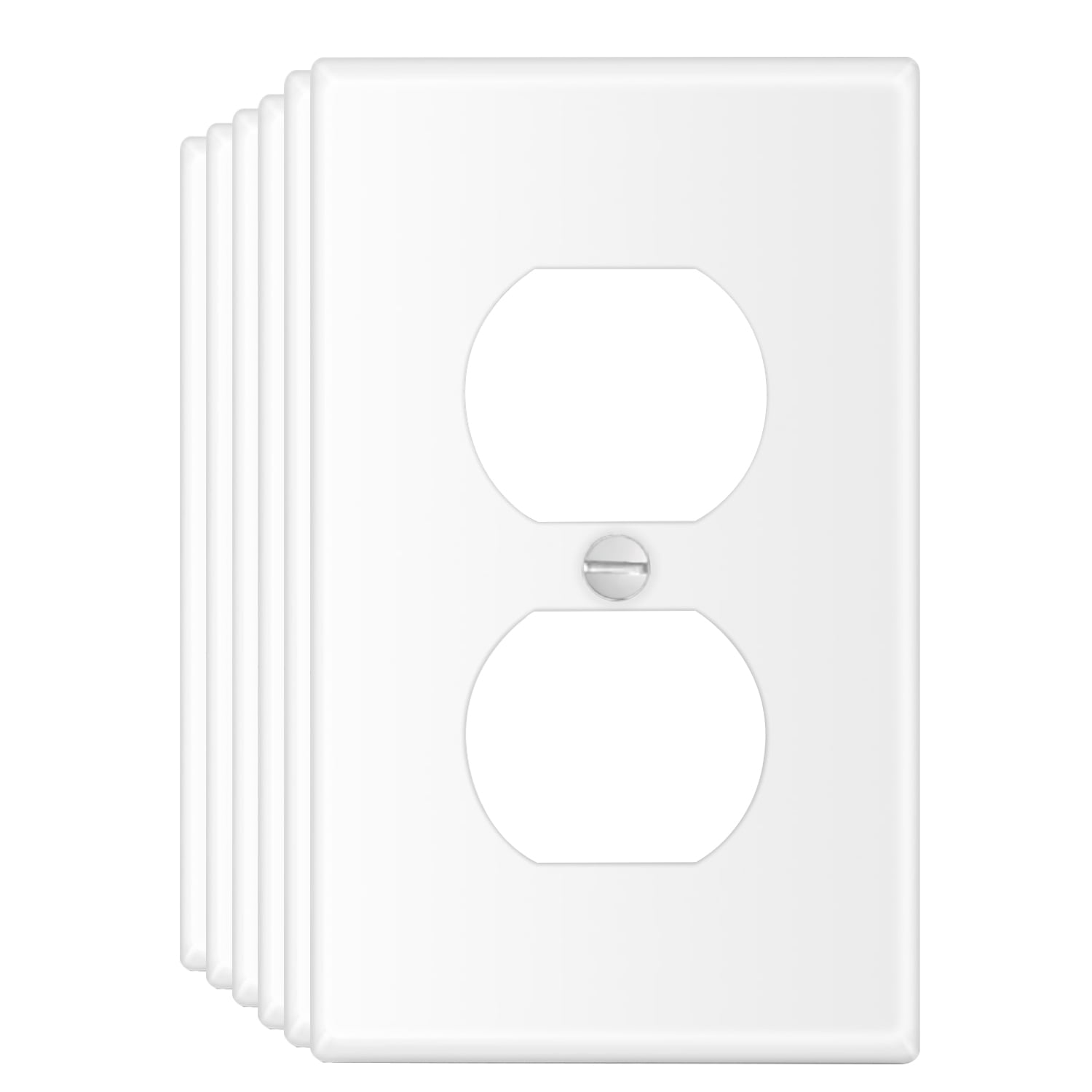 1 Gang Duplex Receptacle Wall Plate, 6 Pack Standard Size Dual Port ...