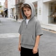 Byoo Toddler Boys Waffle Knit Half-Zip Hoodie Solid Short Sleeve Casual ...