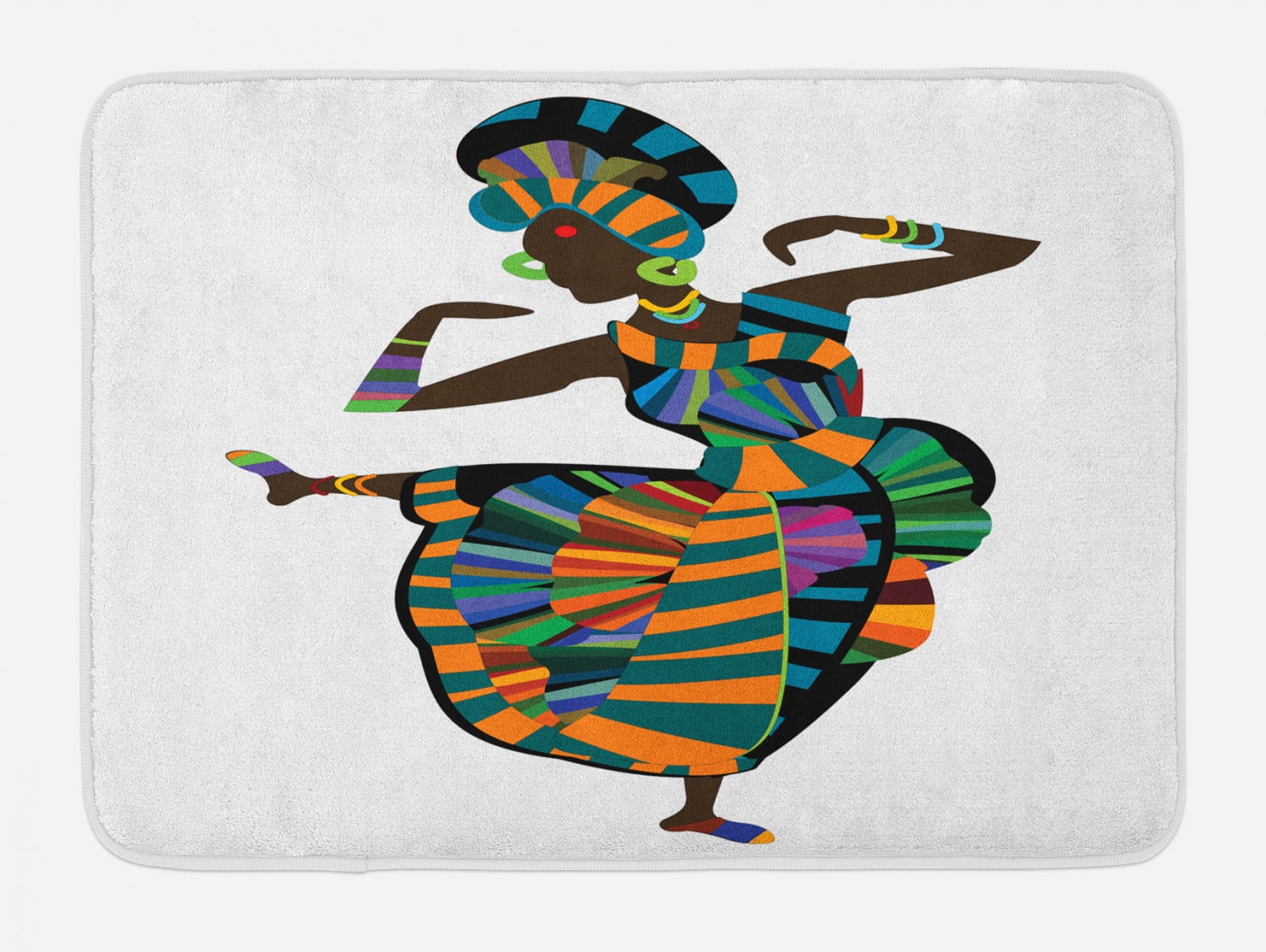 African Woman Bath Mat, Black Girl in a Traditional Dress Performing an ...